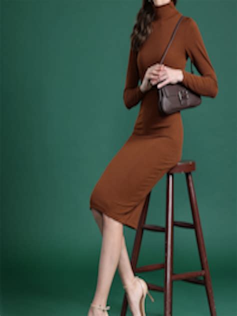 Buy Dressberry Ribbed High Neck Bodycon Dress Dresses For Women