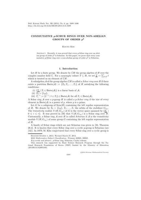 Pdf Commutative P Schur Rings Over Non Abelian Groups Of Order P3