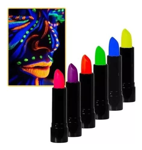Batom Uv Fluor De 6 Cores Batom Misto De Festa Néon Mercadolivre