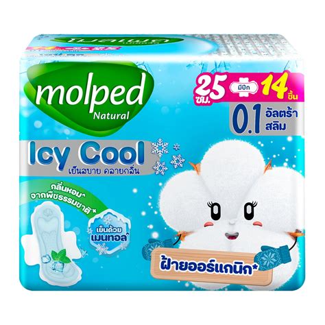 โมลเพ็ด เนเชอรัล ไอซ์ซี่ คูล ผ้าอนามัยแบบมีปีก 0 1 อัลตร้าสลิม ขนาด 25