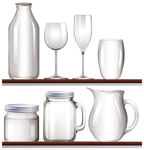 Glasses And Bottles On Wooden Shelves 293681 Vector Art At Vecteezy