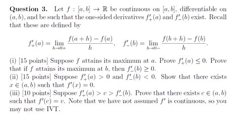 Solved Question Let F A B R Be Continuous On A Chegg
