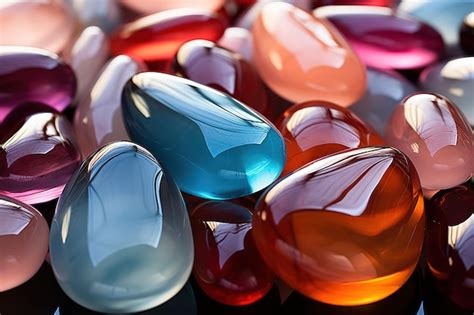 Premium Ai Image Pastel Coloured Translucent Glass Water Stones