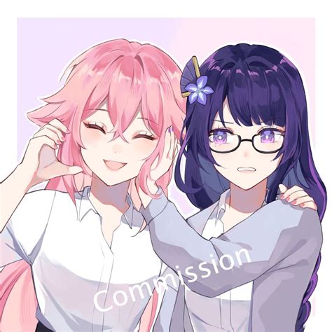 Raiden Shogun And Yae Miko Genshin Impact Drawn By Cassiopeia Danbooru