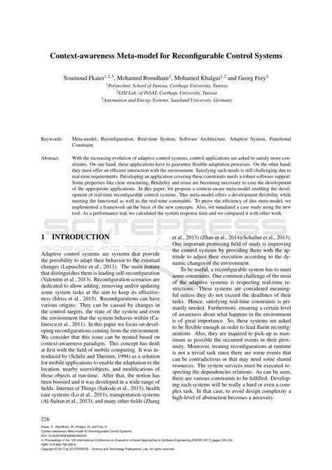PDF Context Awareness Meta Model For Reconfigurable Control Systems