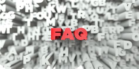 FAQ Red Text On Typography Background 3D Rendered Royalty Free