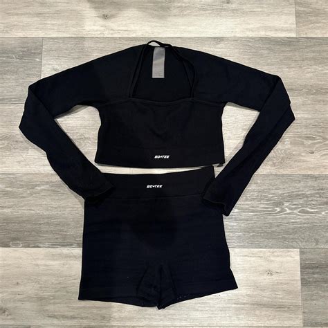 Bo And Tee Workout Long Sleeve And Shorts Set Size Depop