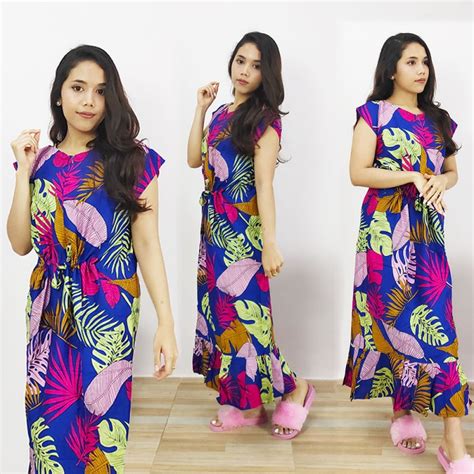 Daster Ruffle Busui Friendly Motif Daun DasterBali Id