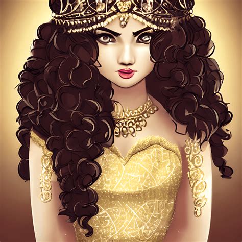 Beautiful Arab Girl In Gold Wedding Dress And Princess Crown Creative Fabrica