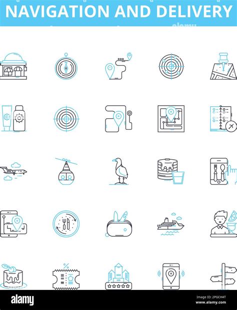 Navigation And Delivery Vector Line Icons Set Navigation Delivery Tracking Fleet Logistics
