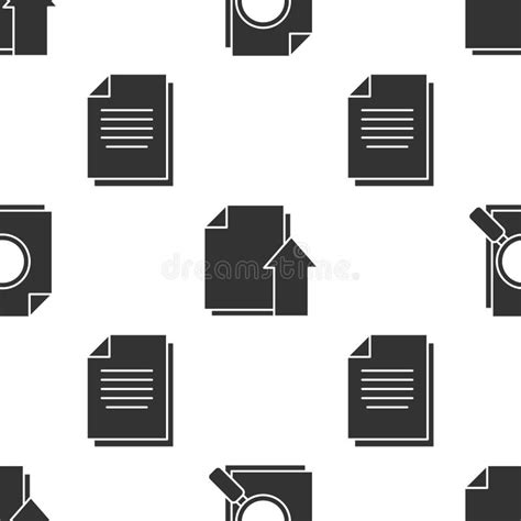 Set Document With Search Upload File Document And Document On Seamless Pattern Vector Stock