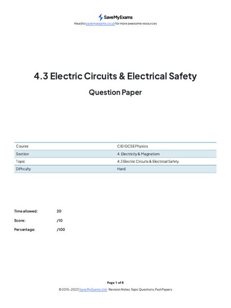 Igcse Phy Electricity Pdf Series And Parallel Circuits Electrical Resistance And Conductance