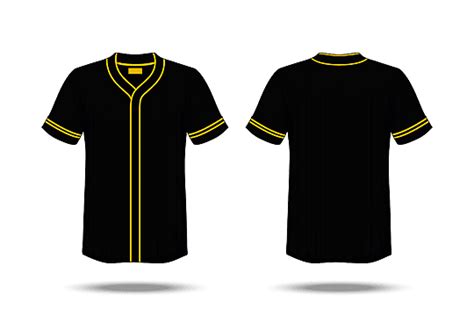 Gambar Spesifikasi Kaos Baseball Kuning Hitam Mockup Terisolasi Pada
