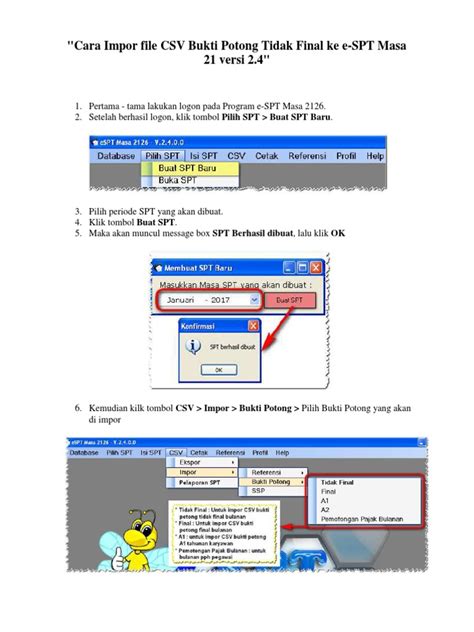 Cara Impor File Csv Bukti Potong Tidak Final Ke E Spt Masa 21 Versi 2 4