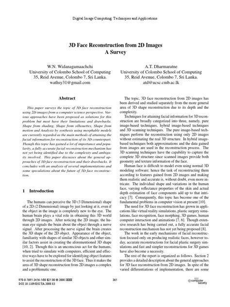 3d Face Reconstruction From 2d Images A Survey Pdf Texture Mapping 3 D Computer Graphics