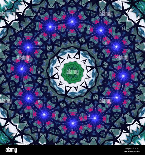 Blue Supernova Creative Bright Mandala Kaleidoscope Abstract Sacred