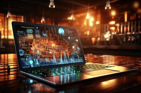 Premium Photo Infographic Charts Analyze Corporate Laptop Antivirus Or Phishing Malware