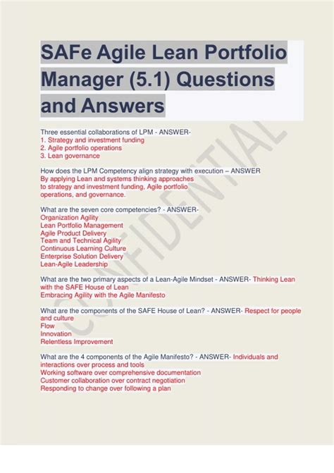 safe agile lean portfolio manager 5 1 questions and answers safe