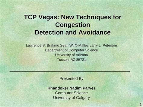 Ppt Tcp Vegas New Techniques For Congestion Detection And Avoidance Dokumen Tips