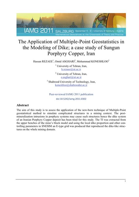Pdf The Application Of Multiple Point Geostatistics In The Modeling