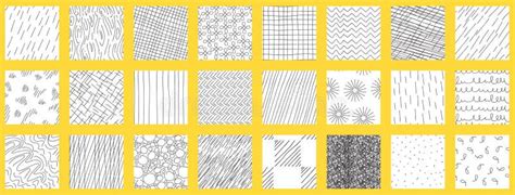 Crosshatch Pattern Set Different Seamless Textures Made In Hand Drawn Pencil Style Stock