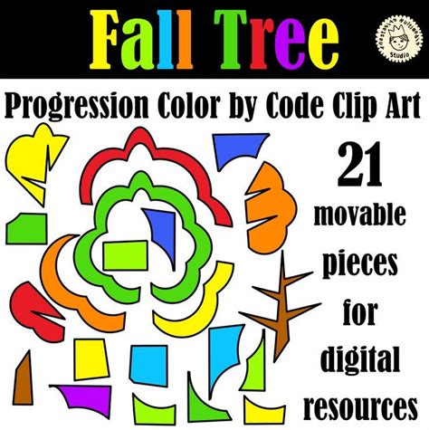 Fall Tree Progression Color By Code Free Clipart And Digital Puzzles