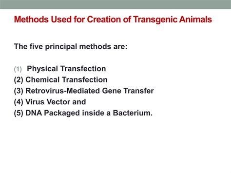 Transgenesis Methods And Applications Ppt