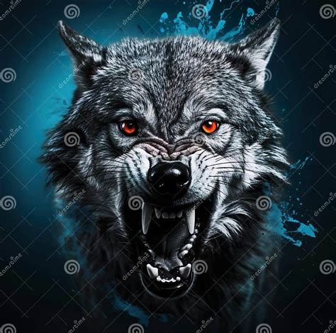 An Illustration Of Wolf With Orange Eyes Furious Stock Illustration
