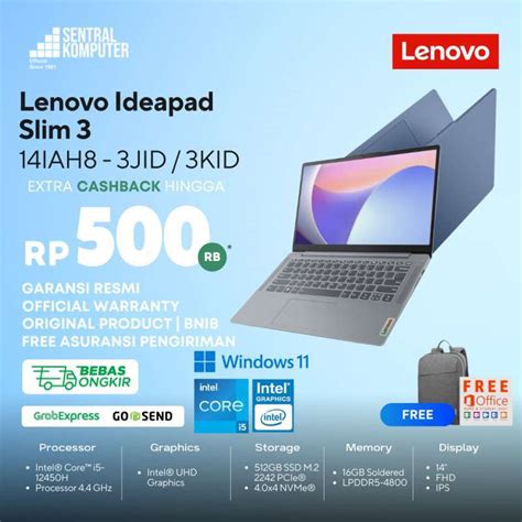 Jual Lenovo Ideapad Slim 3 14iah8 I5 12450h 16gb Ddr5 512gb Ssd Win