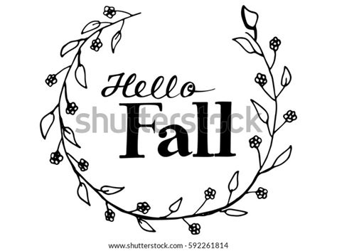 Hello Fall Hand Lettering Design Fall Stock Vector Royalty Free