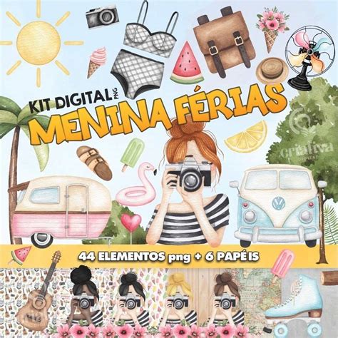 Kit Digital Menina De Férias