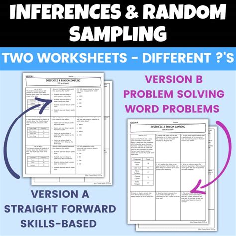 Inferences And Random Sampling Worksheets Differentiated 7th Grade Math