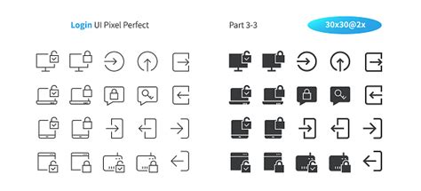 登錄 Ui 圖元完美製作的向量細線和固體圖示 30 2x 網格的 Web 圖形和應用程式簡單的最小表意字元第3部分向量圖形及更多下載圖片