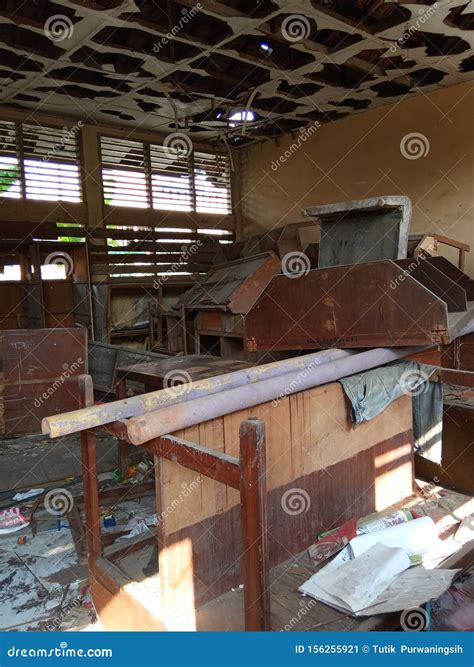 For Editorial Use Only Ruined Abandoned Class Room At Elementary