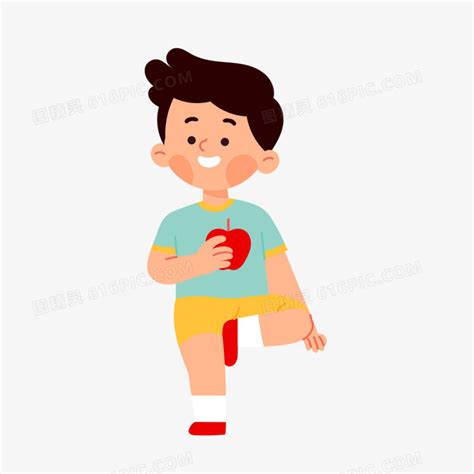 手绘卡通单脚站着的男孩免抠素材图片免费下载 PNG素材 编号vwxidgee5 图精灵