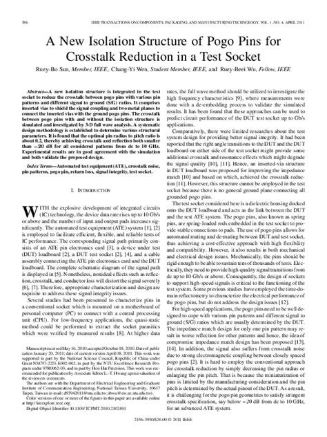 Pdf A New Isolation Structure Of Pogo Pins For Crosstalk Reduction In