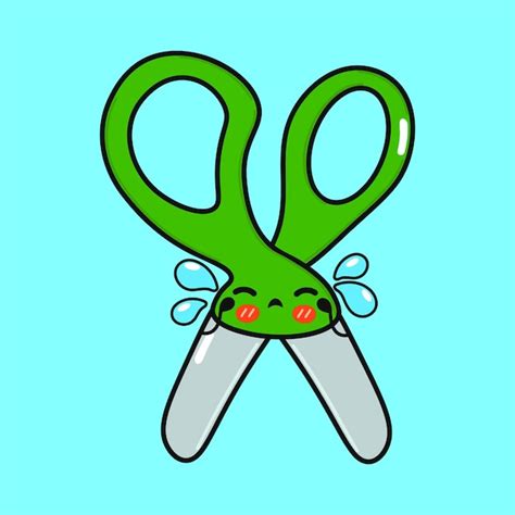 Premium Vector Crying Scissors Character Vector Hand Drawn Cartoon Kawaii Character