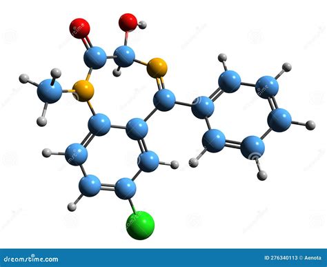 3d Image Of Temazepam Skeletal Formula Stock Illustration