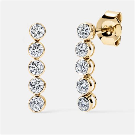 Gorgeous Diamond Dangle Earrings In 14k Yellow Gold 5 Diamonds