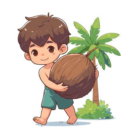 Vetor De Menino Carregando Coco Vetor Premium Gerado Com Ia