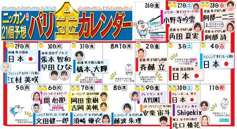 【パリ五輪】ニッカン金予想カレンダー公開！52年ぶり頂点挑む高橋藍ら男子バレー決勝は何日？ パリオリンピック2024写真ニュース 日刊スポーツ