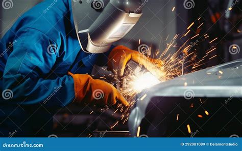 Spotter A Welding Machine For Straightening Dents On Stock Illustration