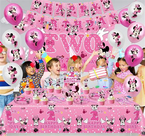 Juego De Suministros Para Fiesta De Cumpleaños De Minnie Decoración De