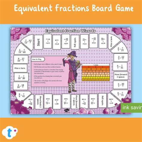Equivalent Fractions Wizard Board Game Equivalent Fractions Fractions Lesson Pack
