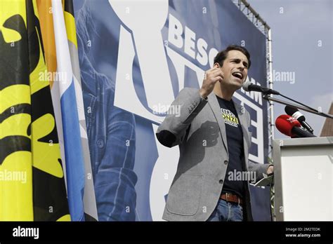 Vlaams Belang Chairman Tom Van Grieken Delivers A Speech At The Meeting