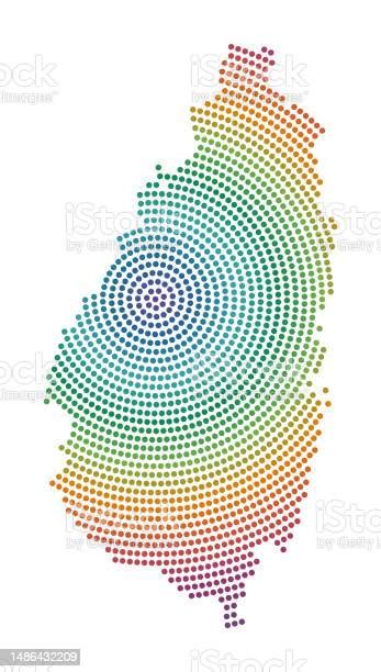 세인트 루시아 점선 지도 세인트 루시아의 디지털 스타일 모양입니다 그라데이션된 점이 있는 섬의 기술 아이콘입니다 매혹적인 벡터 그림입니다 St Lucias Day에 대한