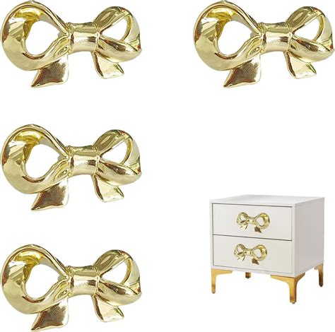 Indian Shelf 6 Pieces Brass Gold Bow Drawer Knobs For Kitchen Cabinet Hardware Nursery Door