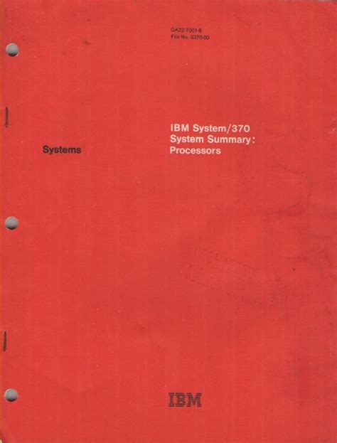 Ibm System 370 System Summary Processors Manual Computing History