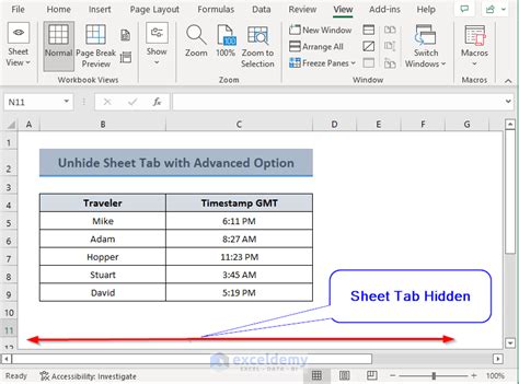 How To Unhide A Sheet Tab In Excel 7 Methods Exceldemy