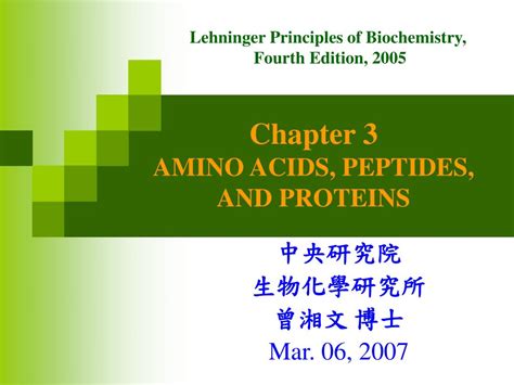 Ppt Chapter 3 Amino Acids Peptides And Proteins Powerpoint